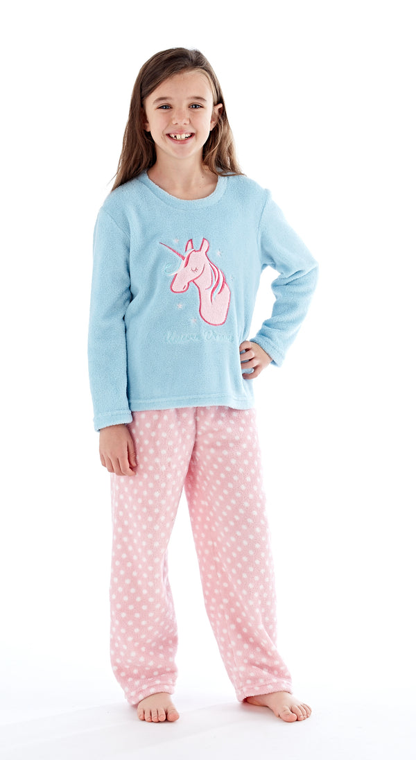Octave Girls Unicorn Fleece Pyjama Set | British Thermals